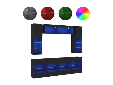 Muebles De Pared De Tv Con Luces Led 6 Piezas Negro