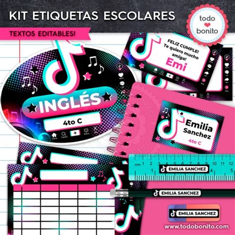 Tiktok Kit Imprimible Etiquetas Escolares Kit Imprimible Etiqueta
