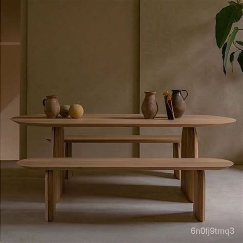 免運北歐實木餐桌橢圓形侘寂風設計師辦公桌傢用小戶型飯桌簡約工作臺 Zydb 蝦皮購物