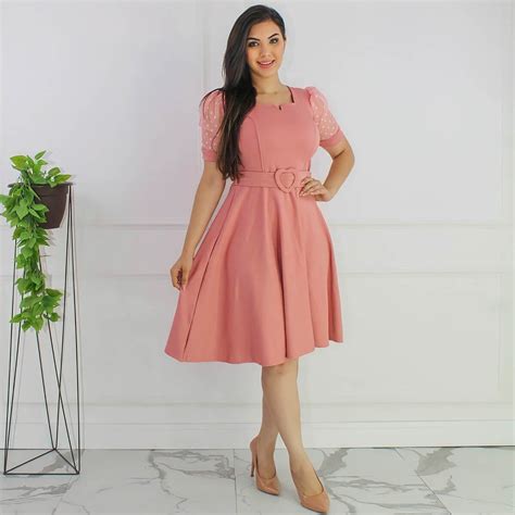 Vestido Manga Curta Rodado Liso Moda Feminina Jovens Evangelico Oferta