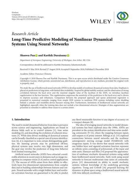Pdf Long Time Predictive Modeling Of Nonlinear Dynamical Systems
