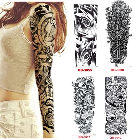 3pcs Temporary Tattoo Sleeve Waterproof Tattoos For Men Women Metal