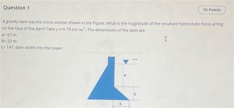 Solved Question A Gravity Dam Has The Cross Section Shown Chegg