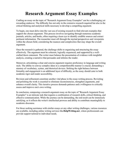 Research Argument Essay Examples Sample Research Argumentative Essay