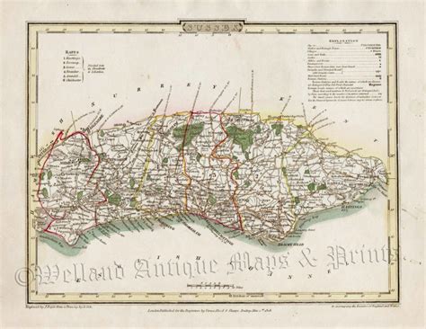 Sussex By Thomas Moule C1840s Welland Antique Maps