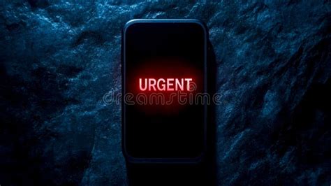Smartphone Showing Urgent Red Alert Notification On Dark Background