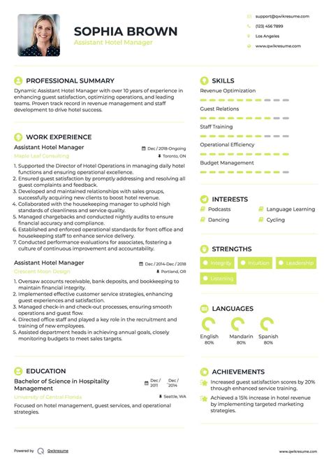 Assistant Manager Sample Resume
