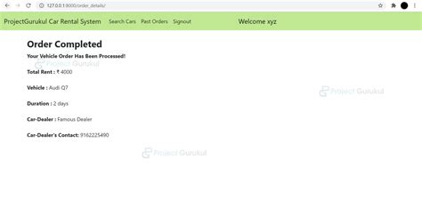 Online Car Rental Booking System In Python Project Gurukul