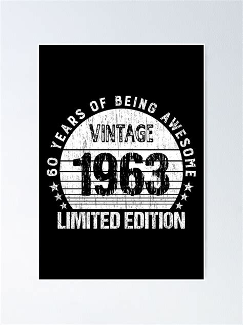 Póster Regalos vintage de 60 años 1963 Edición limitada 60 cumpleaños