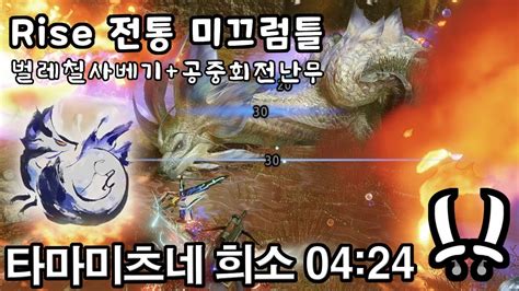 MHR Sunbreak 미끄럼틀 연습하자 타마미츠네 희소종 쌍검 4분 24초 mhrsb dual blades 04 24