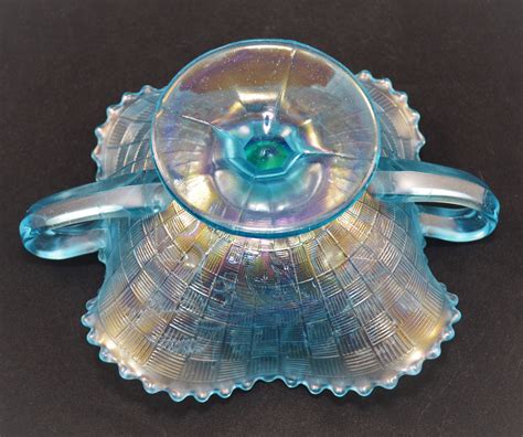 Northwood Ice Blue Carnival Glass Candy Dish Bonbon Fruits And Etsy