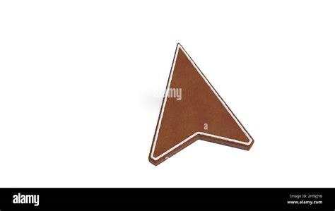 3d Rendering Of Gingerbread Cookie In Shape Of Symbol Of Navigation Arrow Up Isolated On White