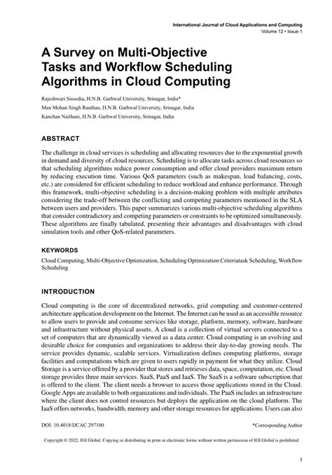 pdf a survey on multi objective tasks and workflow scheduling