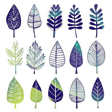 Cedar Leaf Flat Vector Linea Set Illustration High Quality Premium Ai