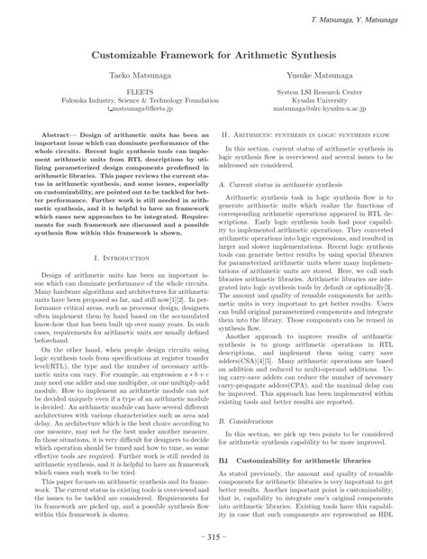 pdf customizable framework for arithmetic synthesis