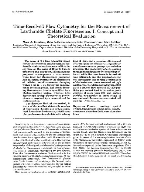 Pdf Time Resolved Flow Cytometry For The Measurement Of Lanthanide Chelate Fluorescence I