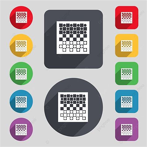 Flat Vector Checkers Board With 12 Colored Buttons Vector Classic