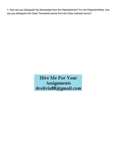 1 How Can You Distinguish The Nematodes From The Platyhelmipdf