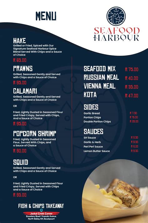 Menu Au Seafood Harbour Restaurant Roodepoort