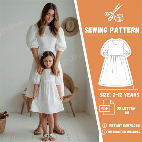 Linen Dress Sewing Pattern Set Girls And Women Bishop Dress Pattern