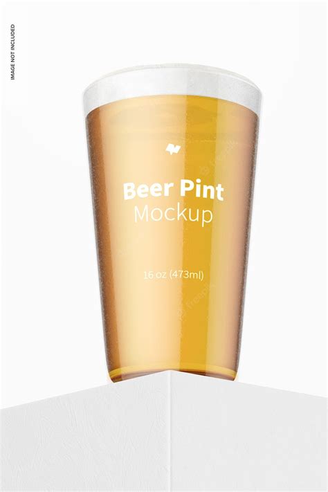 Premium Psd 16 Oz Beer Pint Mockup Bottom Front View