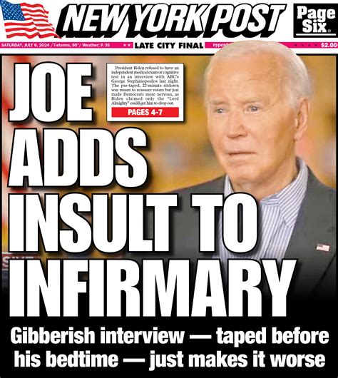 Ny Post Cover For July 6 2024 New York Post