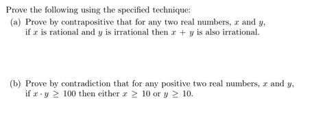 Solved Prove The Following Using The Specified Technique