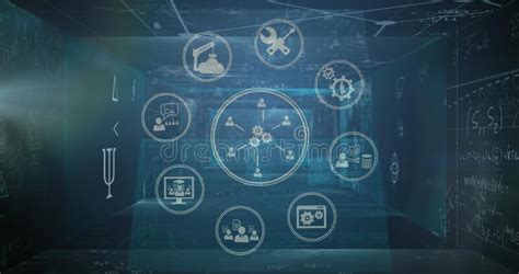 Composite Of Digital Data Processing With Network Of Connections With Icons Stock Illustration