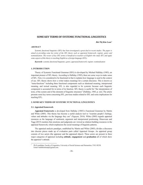 Pdf Some Key Terms Of Systemic Functional Linguistics