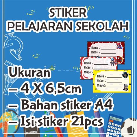 Jual Isi 21 Stiker Mapel Label Buku Pelajaran Sekolah Stiker Mata