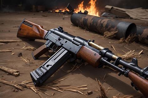 Premium Ai Image Ak 47 Gan Vector Rifle Gun With Bullets