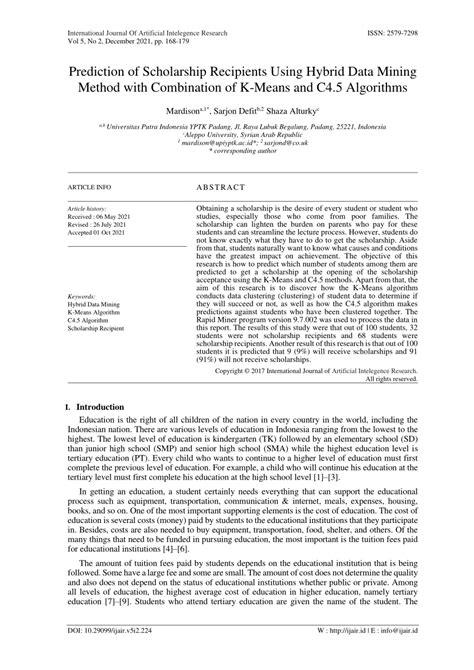 pdf prediction of scholarship recipients using hybrid data mining