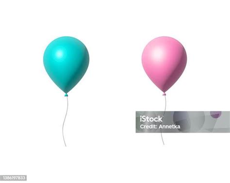 높은 품질의 슈퍼 현실적인 풍선 두 개의 3d 는 분홍색과 파란색 파티 풍선 생일 장식을 했다 벡터 플라잉 파티 발롱 세트 카드
