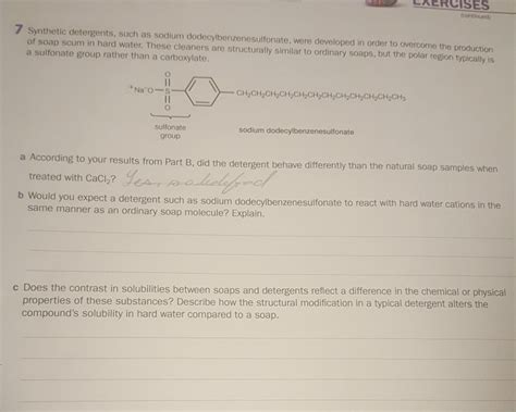 Solved XERCISES Continued 7 Synthetic Detergents Such As Chegg