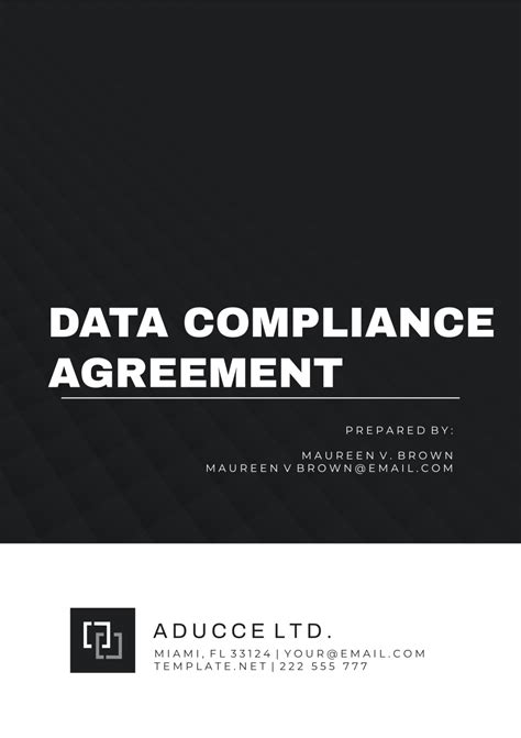Free Data Compliance Agreement Template To Edit Online
