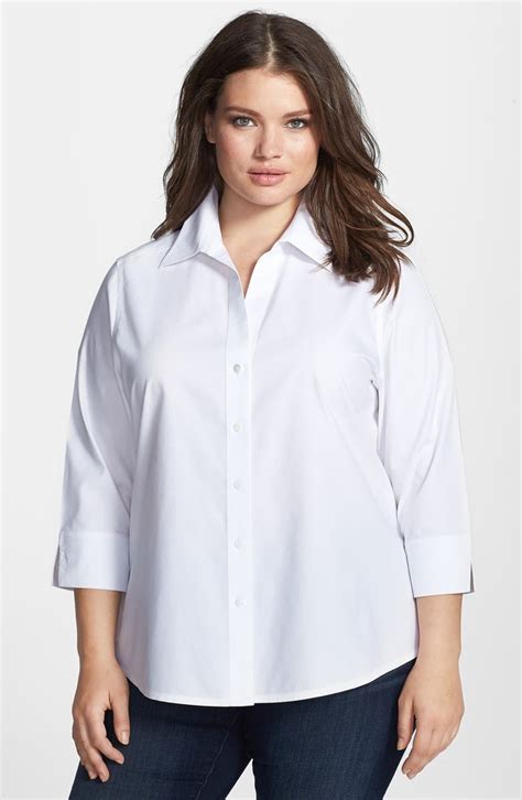 Foxcroft Shaped Non Iron Cotton Shirt Plus Nordstrom