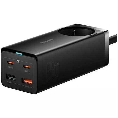 Baseus GaN3 Pro asztali Powerstrip töltőállomás 65 W 2x USB C 1x USB