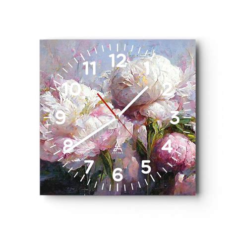Zegar ścienny Kipiący życiem bukiet 30x30cm Kwiaty Piwonie