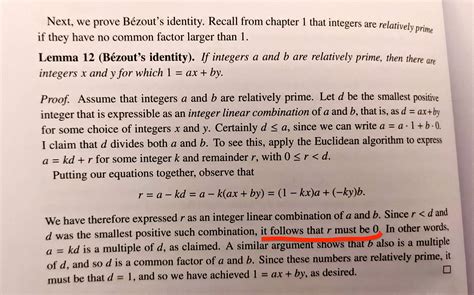Elementary Number Theory Problematic Step In Proof Of Bezouts