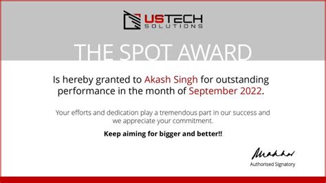 akash singh on linkedin team thankyou ustechsolutions spot award