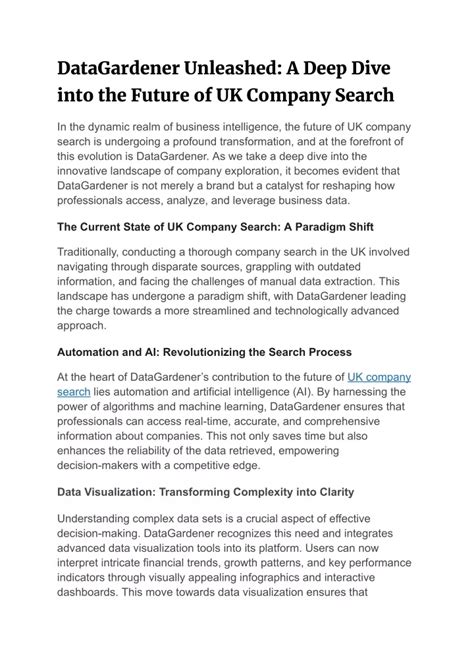 Ppt Datagardener Unleashed A Deep Dive Into The Future Of Uk Company