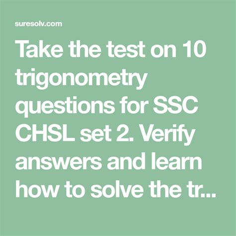 Take The Test On 10 Trigonometry Questions For Ssc Chsl Set 2 Verify