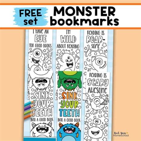 Monster Bookmarks To Color Cute Ways To Boost Reading Free Rock Your