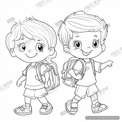 Ai创作图背书包的小朋友 校园人物简笔画 背着书包的男孩女孩 上学卡通小学生 卡通上学人物 背书包的儿童 背书包的小孩子 上学儿童卡通形象 背书包小朋友 手绘同学线稿 Q版学生卡通小朋友 手绘
