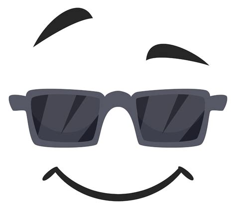 Крутое лицо в солнцезащитных очках Комическое выражение Мультяшный смайлик Премиум векторы