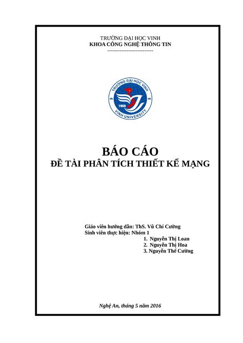 Bocophntchthitkmng TRƯỜNG ĐẠI HỌC VINH KHOA CÔNG NGHỆ THÔNG TIN BÁO CÁO ĐỀ TÀI