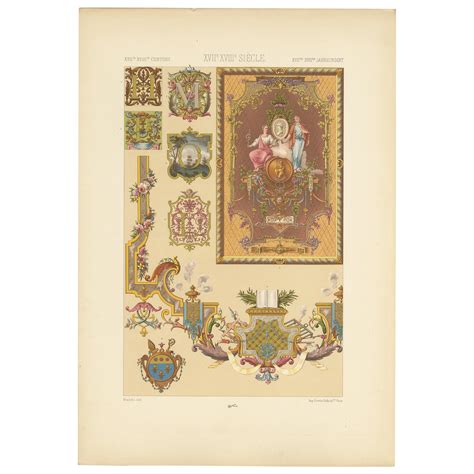 Pl 112 Antique Print Of French 18th Century Furniture By Racinet For