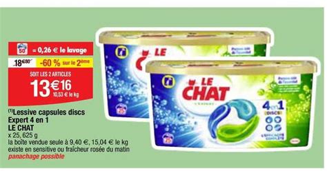 Promo Lessive Capsules Discs Expert 4 En 1 Le Chat Chez Migros France