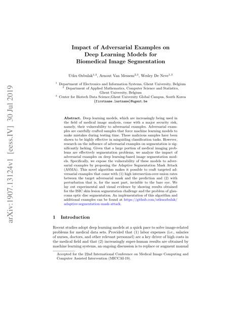 pdf impact of adversarial examples on deep learning models for