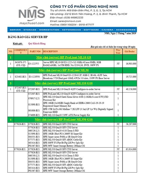 Nms Tong Hop Gia Hp Thang 7 Pdf Hard Disk Drive Computer Architecture
